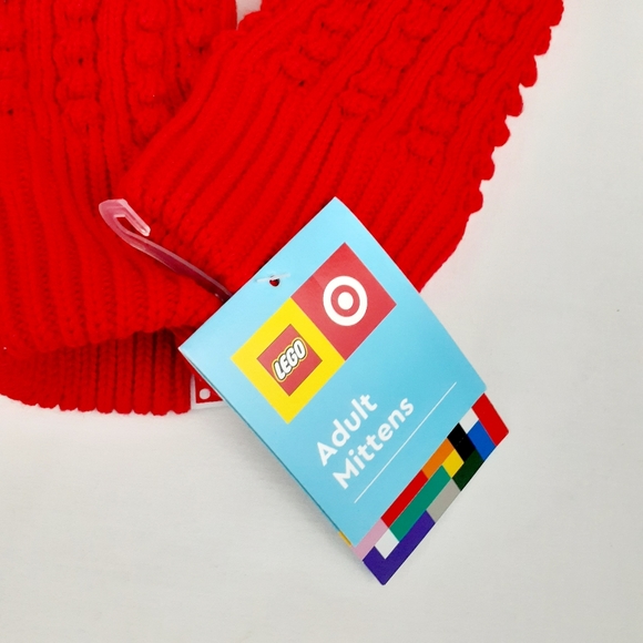 Lego | Accessories | Adult Lego Red Stud Knit Mittens Winter Gloves ...